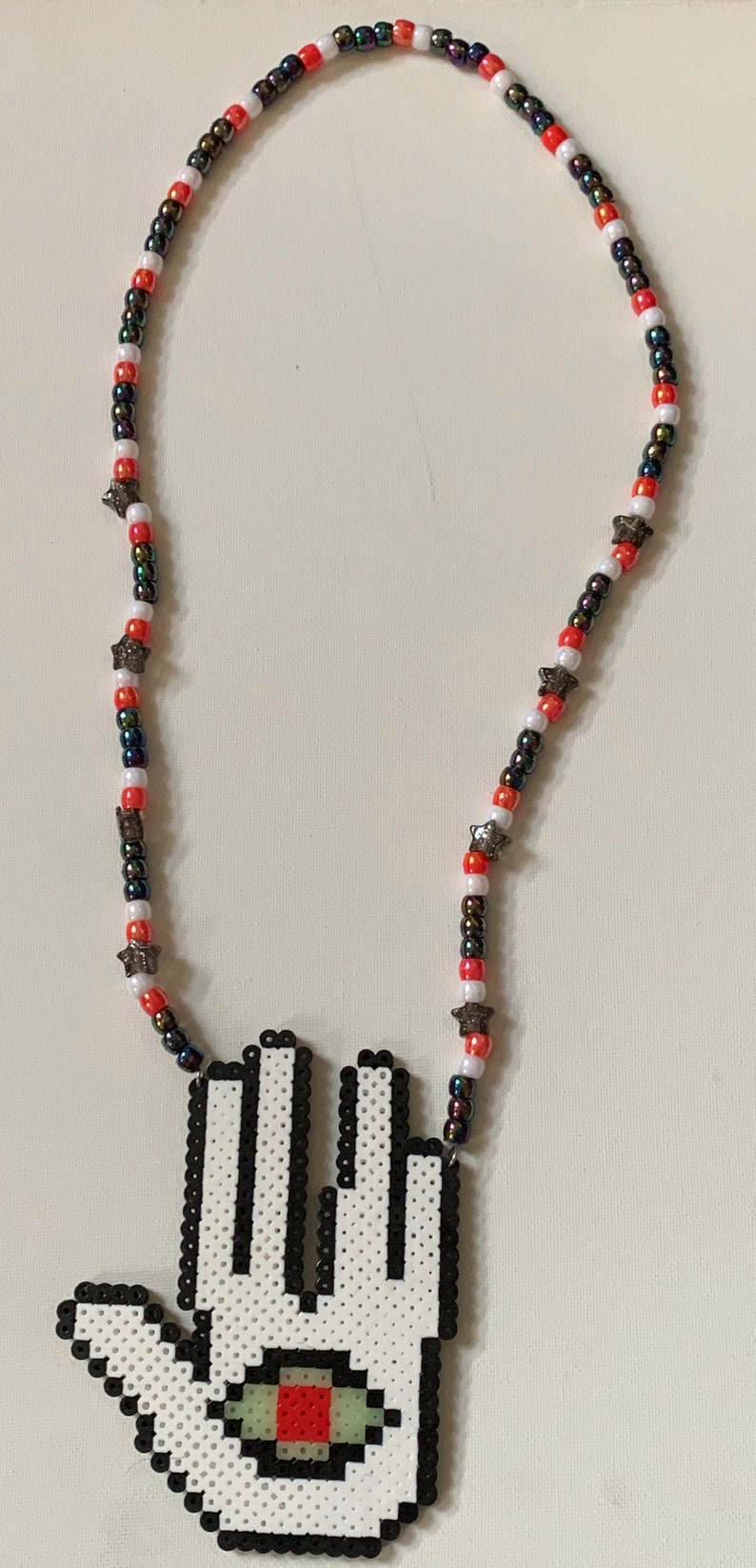 Rezz Hand Perler Kandi Necklace With Uv/glow in the Dark Beads - Etsy