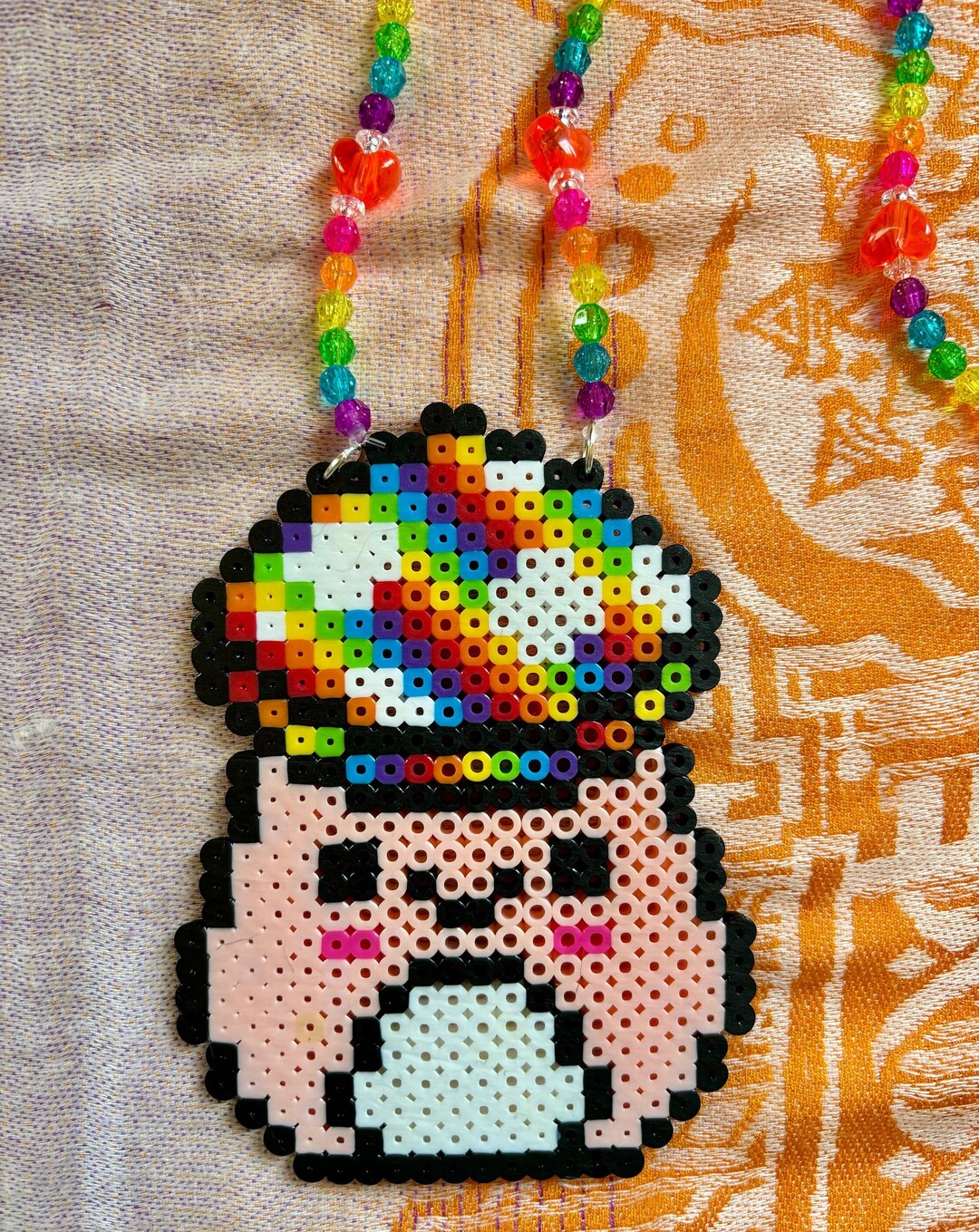 Kervena the Mushoom Squish Mallow Rainbow Mushroom Perler Necklace - Etsy