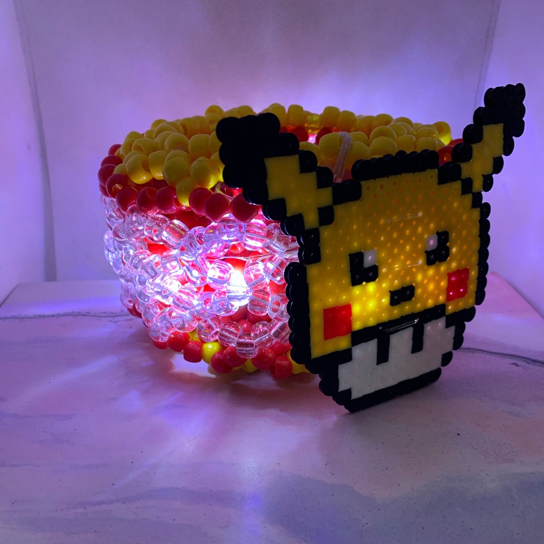 Pikachu X Mushroom Perler Super Epic 3D Kandi Cuff / Extra - Etsy