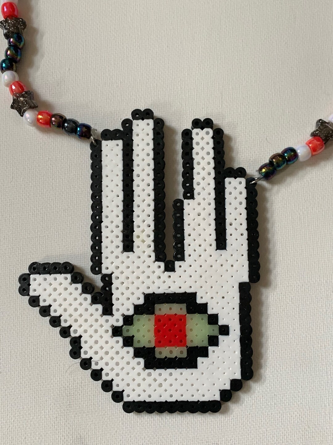 Rezz Hand Perler Kandi Necklace With Uv/glow in the Dark Beads - Etsy