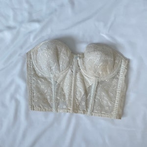 Vintage Mid Century Ivory Lace, Embroidered Bustier, 36B 10238 - Etsy