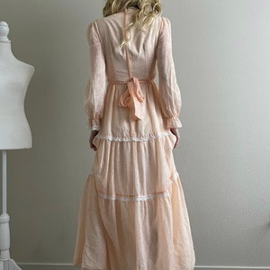 70s Cottage Core Peach Maxi Dress, Size S #10043 - Etsy
