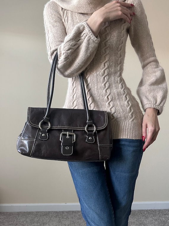 Vintage Ann Taylor dark brown leather bag purse - Gem
