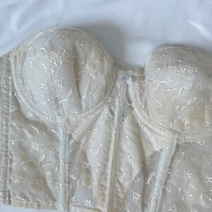 Vintage Mid Century Ivory Lace, Embroidered Bustier, 36B 10238 - Etsy