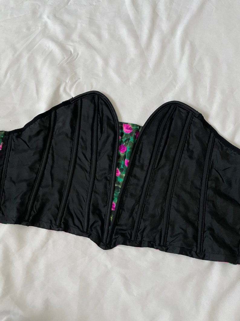 Vintage French Silk Floral Bustier Size S 32 - Etsy