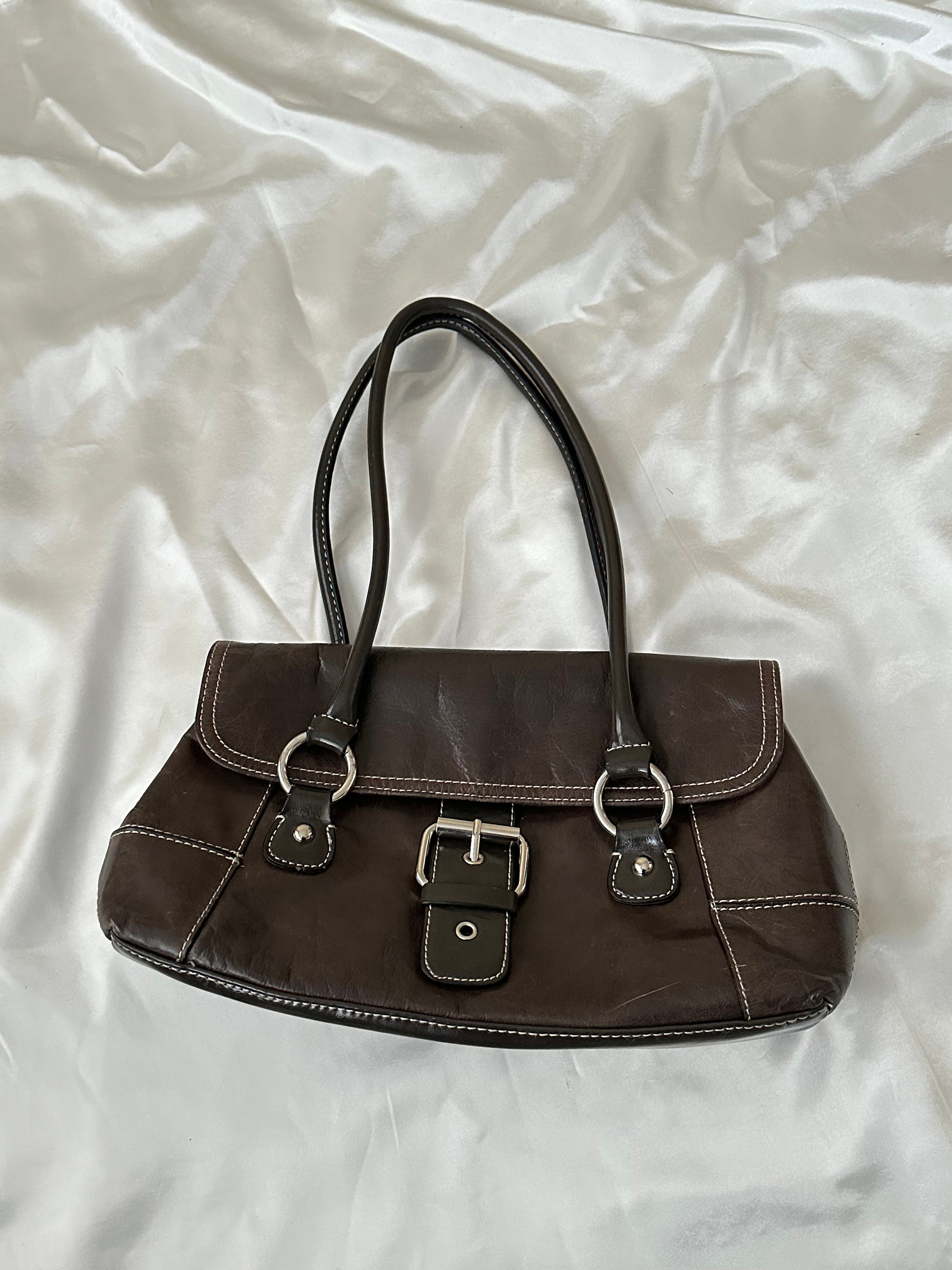 Vintage Ann Taylor Dark Brown Leather Bag Purse - Etsy