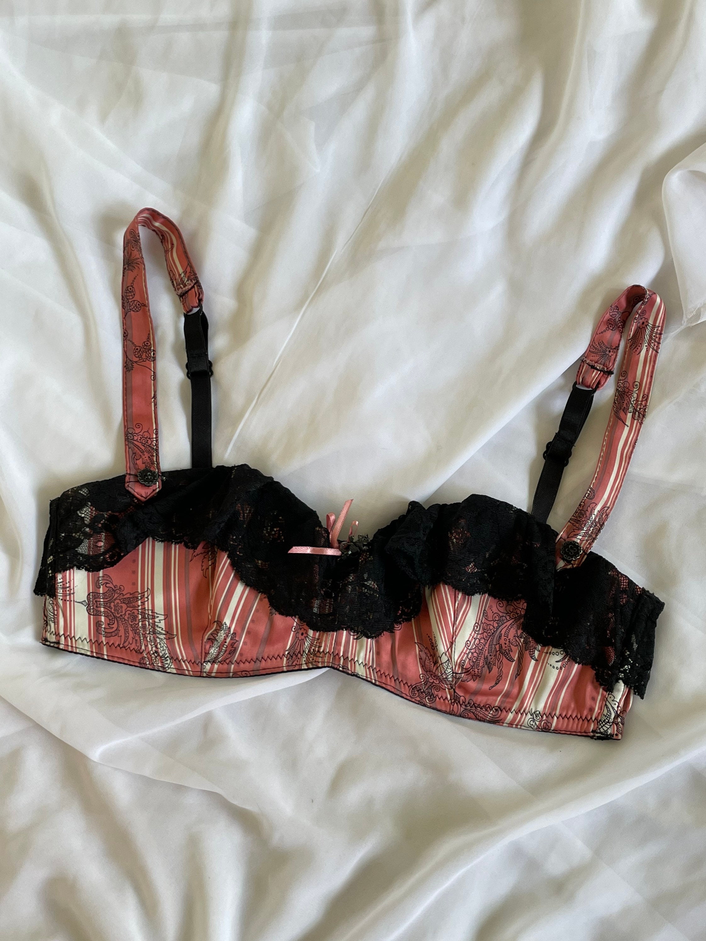 Vintage Chantal Thomas Corral Black Ruffled Bra Thong Lingerie | Etsy