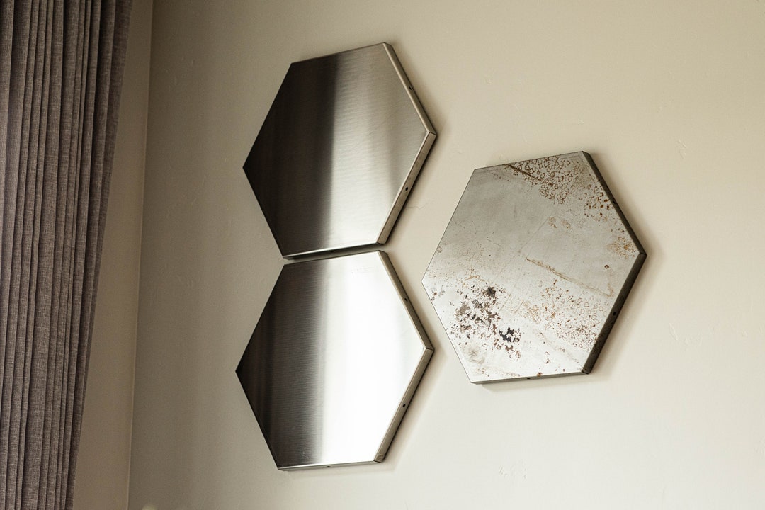 Hexagon Steel Wall Art - Metal Wall Art / Geometric Wall Art / Steel ...