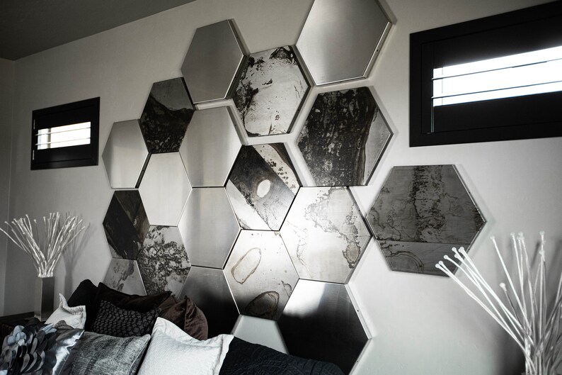 Hexagon Steel Wall Art Metal Wall Art / Geometric Wall Art / - Etsy