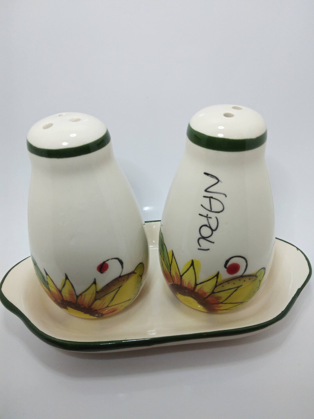 Salt and Pepper With Ceramic Tray - Etsy