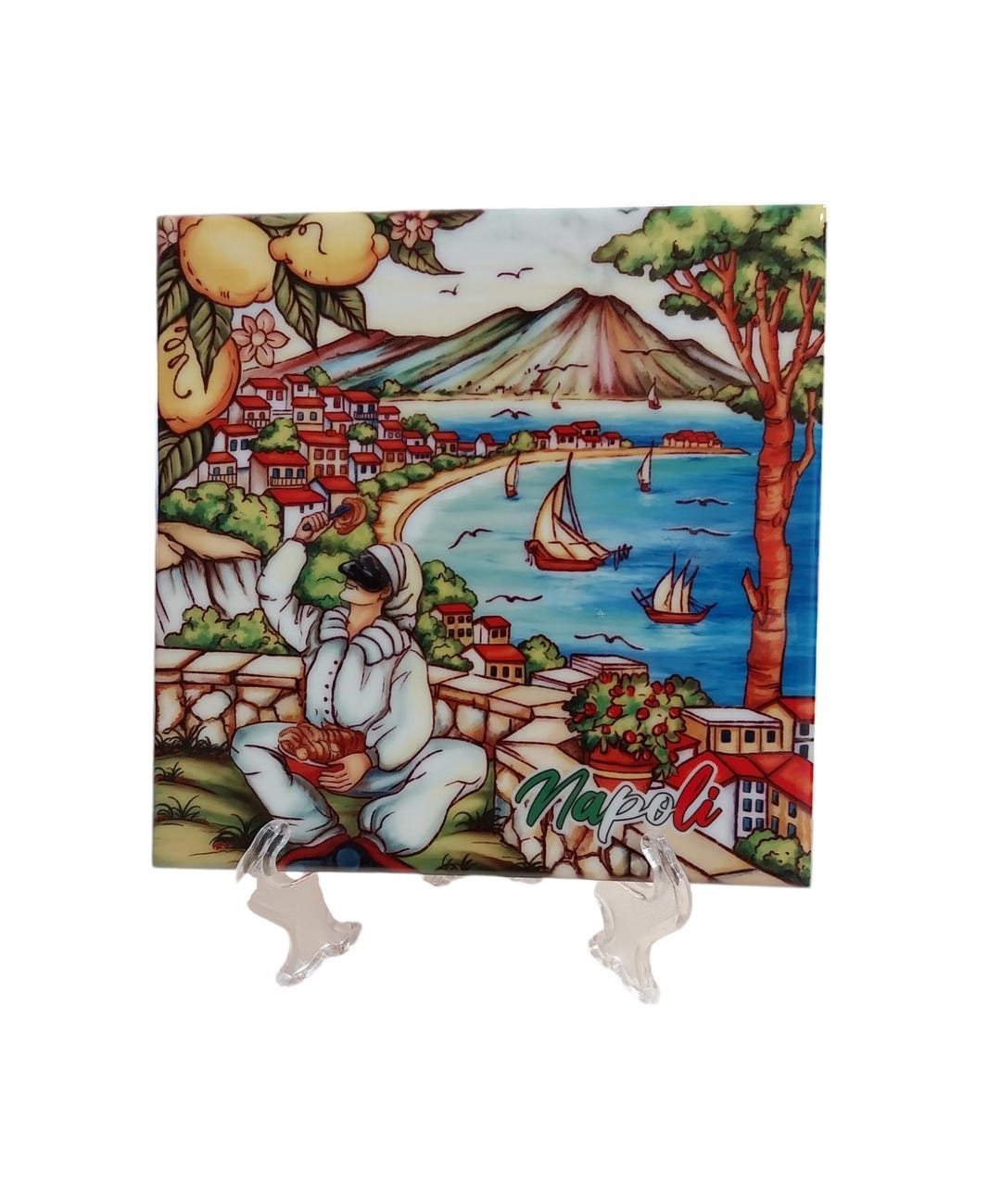 Naples Lemon Pulcinella Ceramic Tile to Hang - Etsy