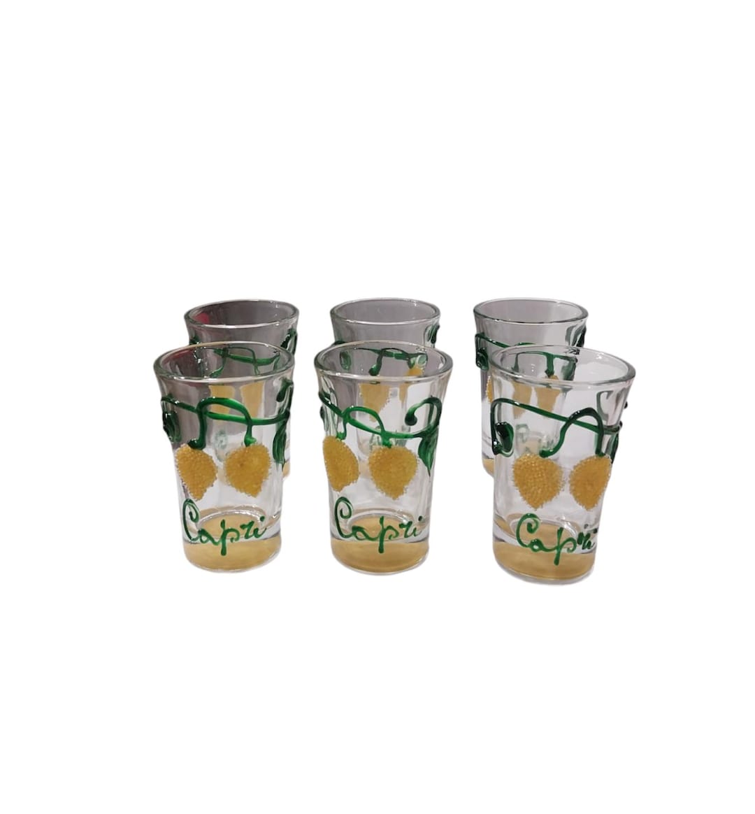 Capri Glass Limoncello, Liqueur and Coffee Glasses With 3D Lemon Design ...