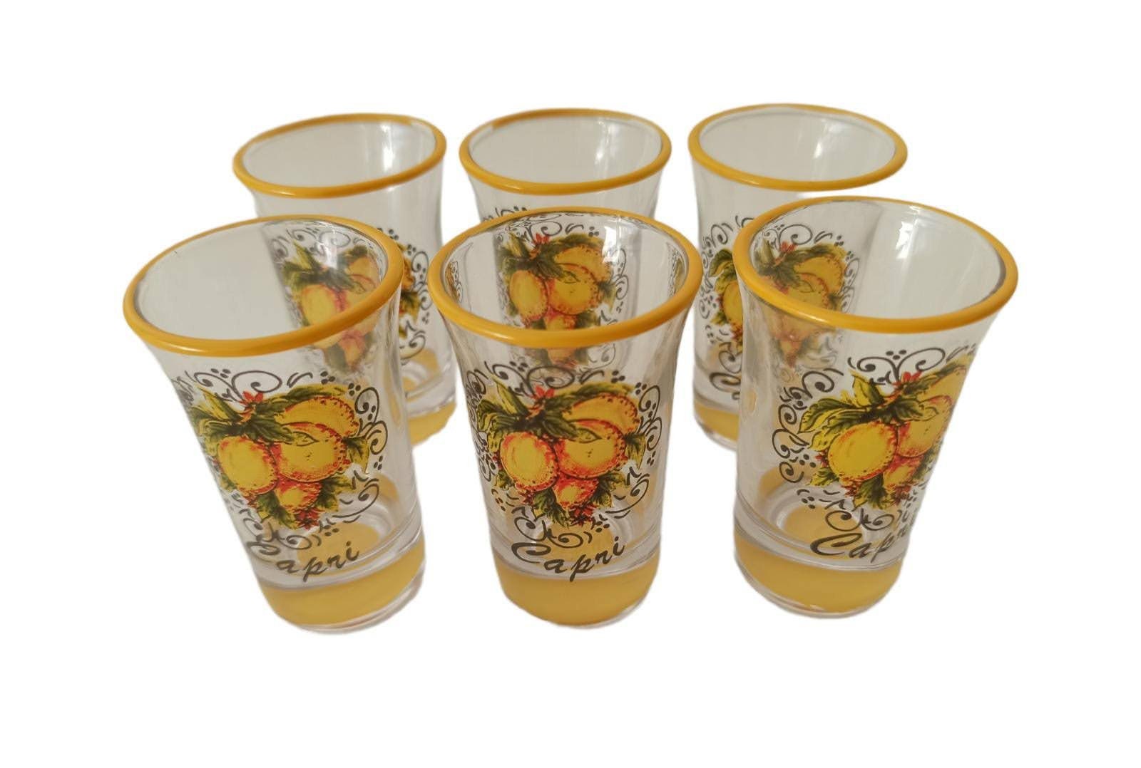 Capri Glass Limoncello, Liqueur, and Coffee Glasses, 6 Pieces, Made in ...