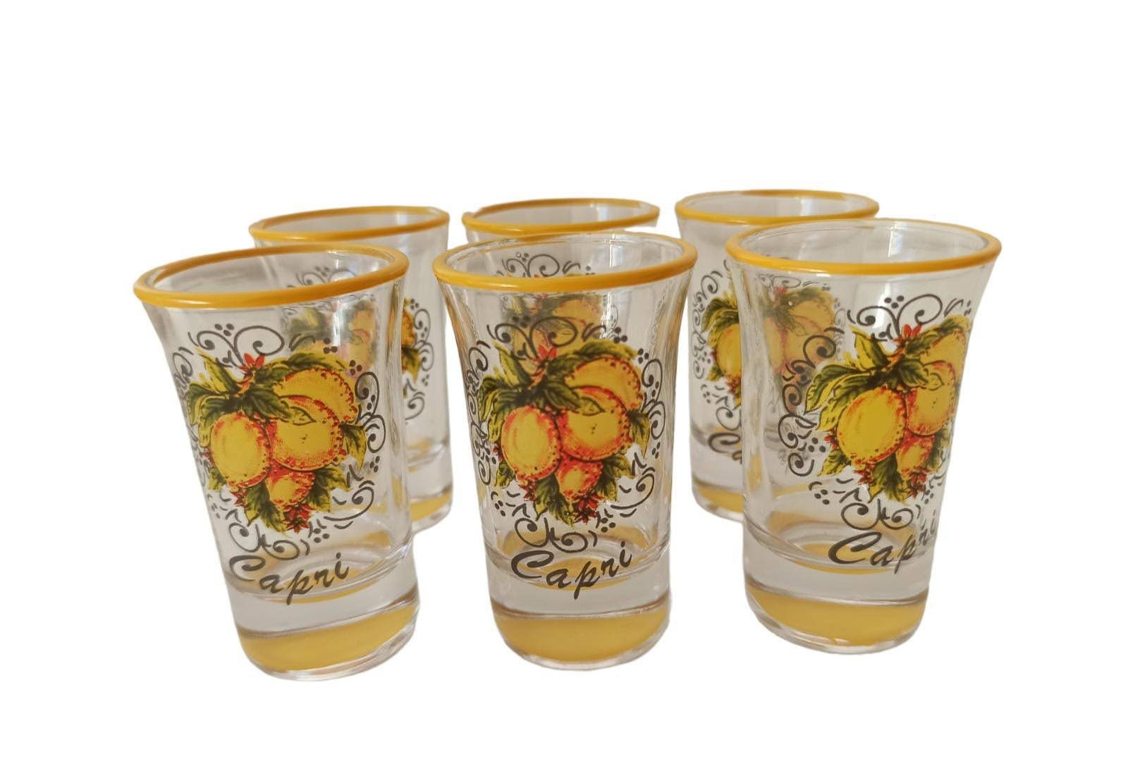 Capri Glass Limoncello, Liqueur, and Coffee Glasses, 6 Pieces, Made in ...