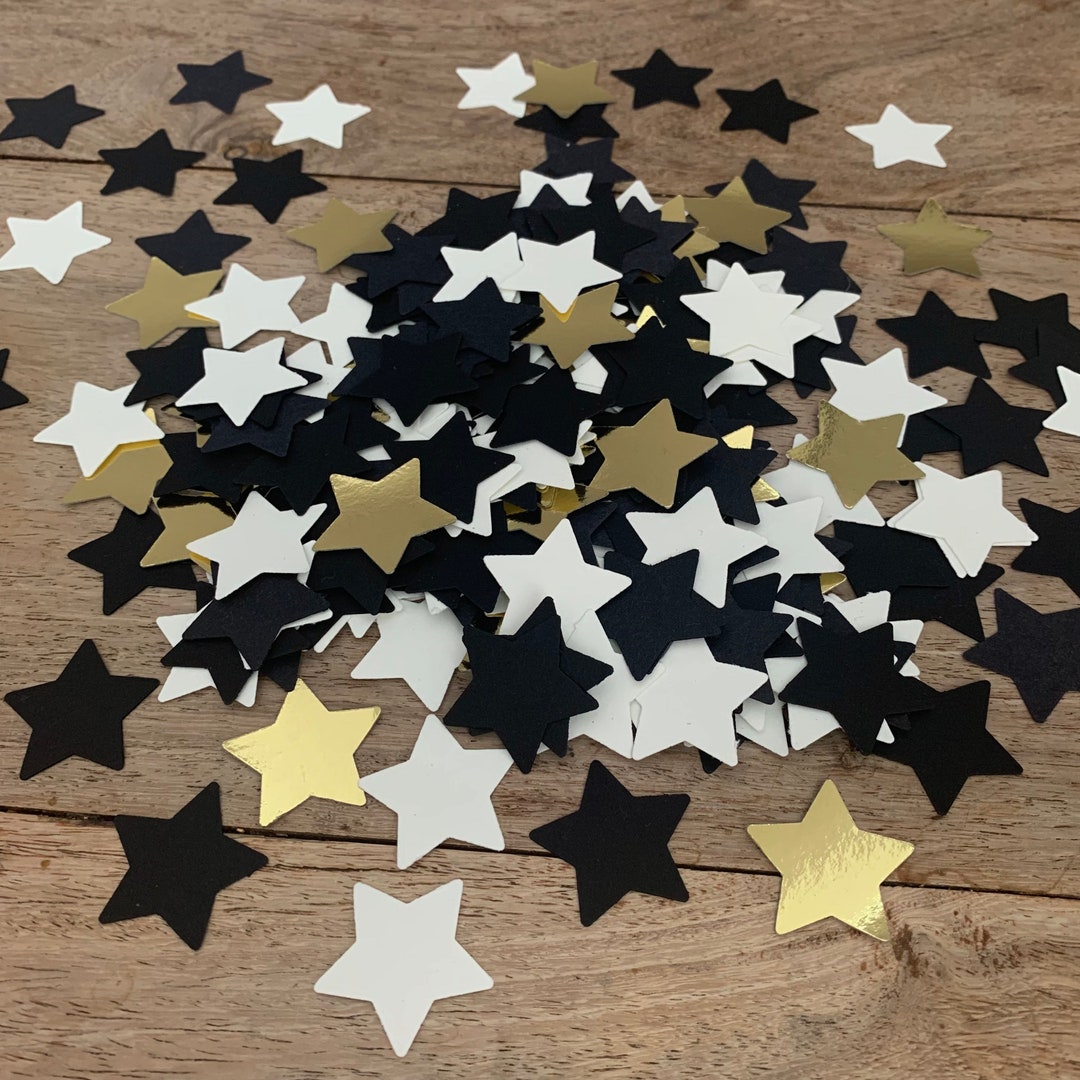 Black & Gold Stars Table Top Confetti | Birthday Party | Wedding ...
