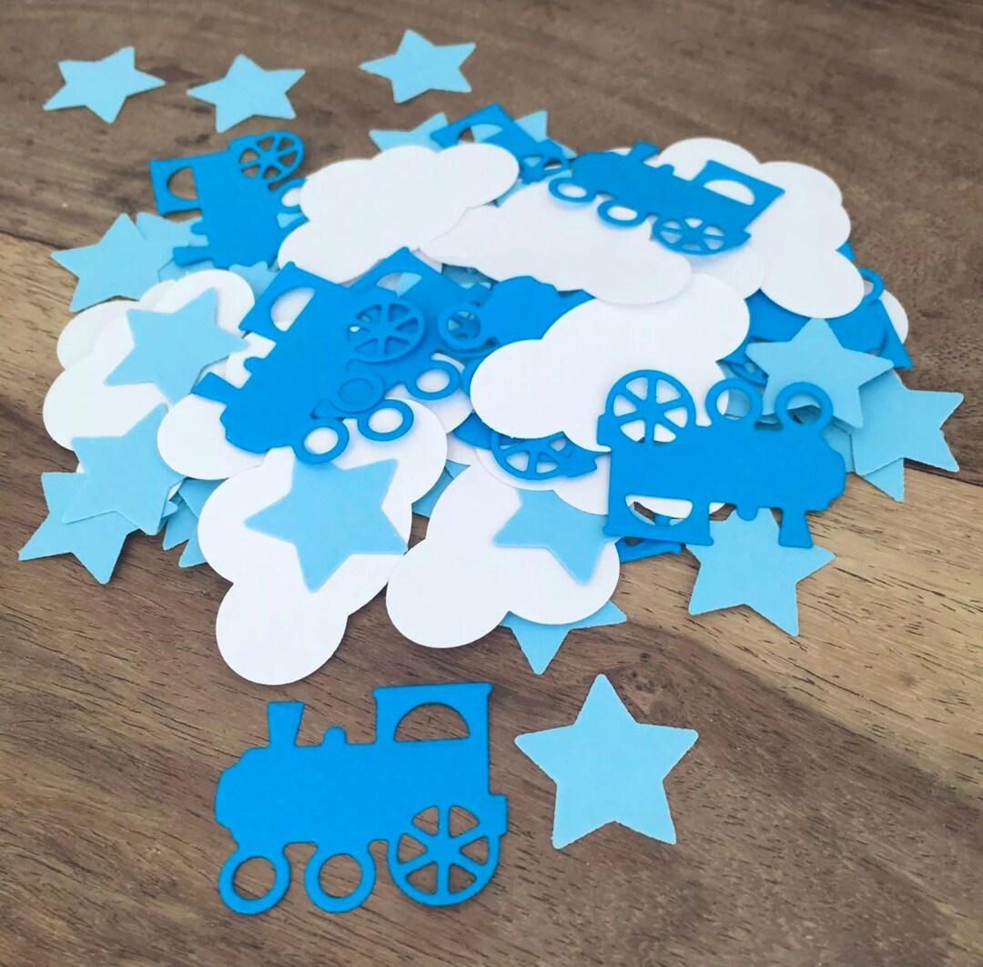 Train & Stars Table Top Confetti, Boys Birthday, Baby Shower ...