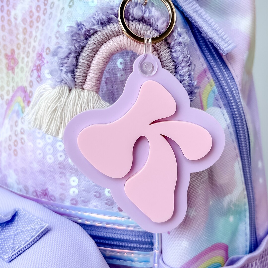 3D Letter Backpack Name Tag Acrylic Purple and Pink Keychain Luggage ...