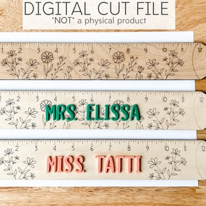 Floral Teacher Pencil Ruler SVG, Digital Download, Laser Cut and ...