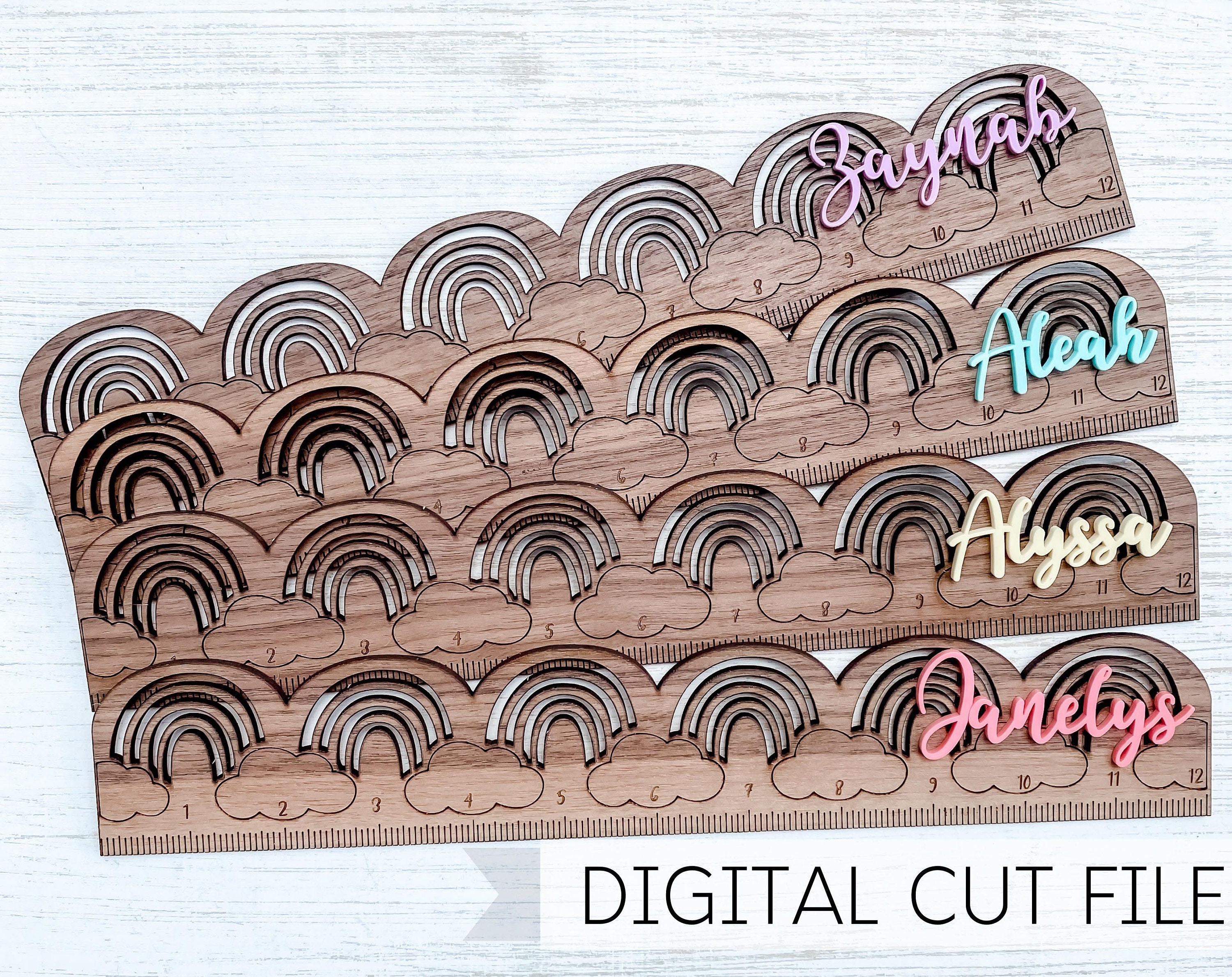 Rainbow Ruler SVG Digital File Laser Cut File Boho | Etsy