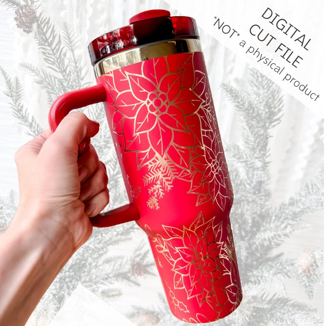 Poinsettia Tumbler Pattern, Ready to Engrave Tumbler Pattern, Digital ...
