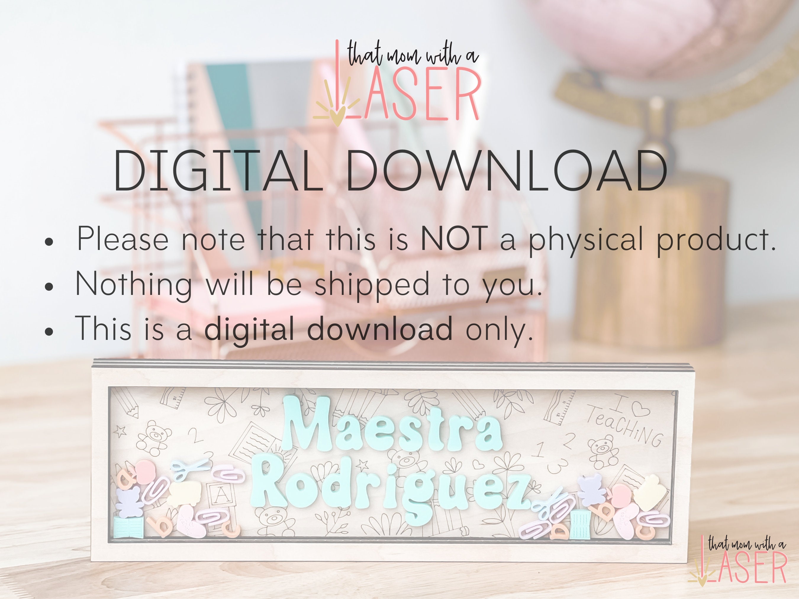 Shaker Desk Name Sign Digital File, Office Decor, Teacher Supplies ...
