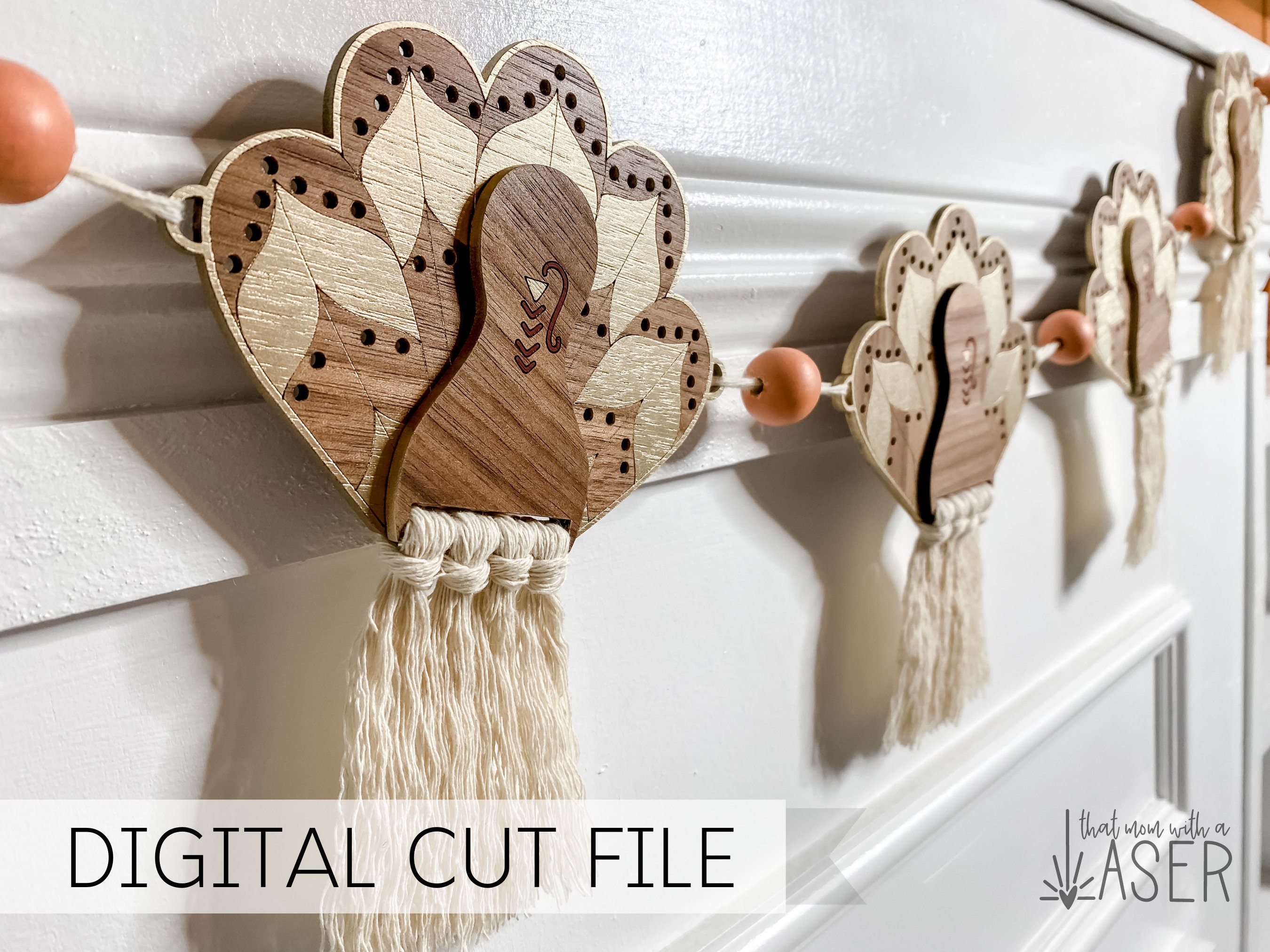 Boho Thanksgiving Macrame Turkey Garland - Digital Laser Cut File ONLY ...