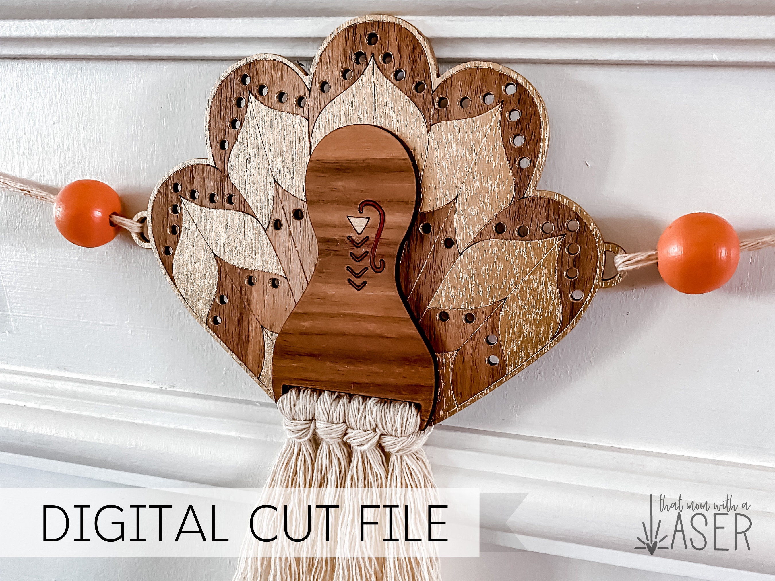 Boho Thanksgiving Macrame Turkey Garland - Digital Laser Cut File ONLY ...