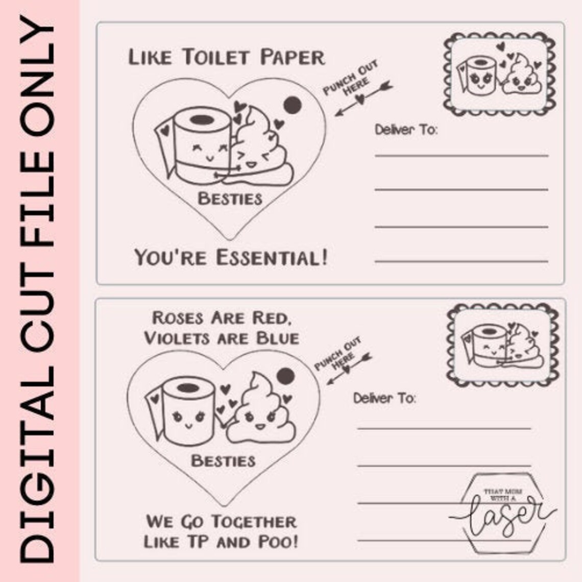 Digital Laser Cut File Toilet Paper and Poo Post Card Key | Etsy
