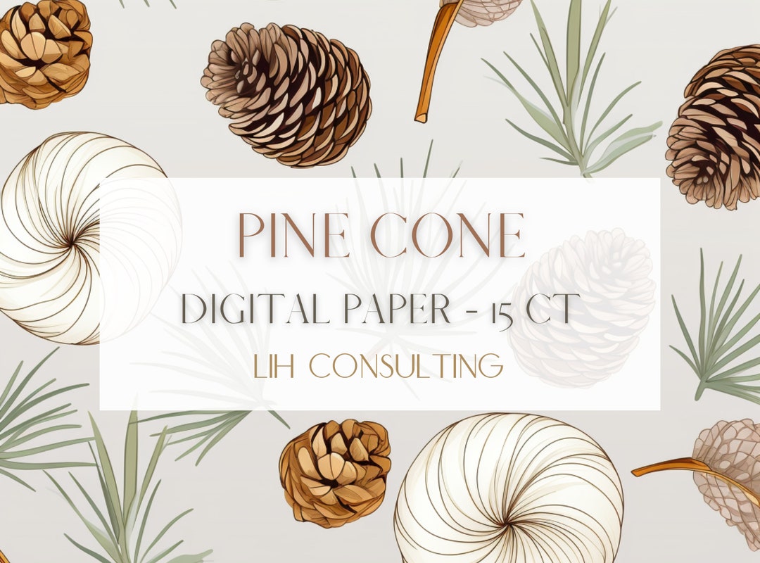 Pine Cone Soft Illustration Digital Paper - Etsy