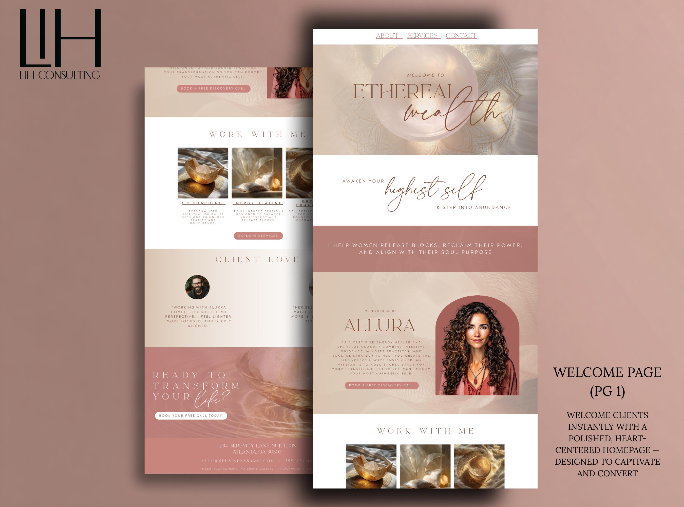 Rosequartz + Gold Healers Website: Spiritual Coaching and Reiki Canva ...