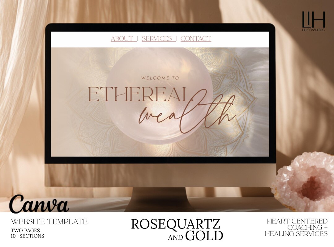 Rosequartz + Gold Healers Website: Spiritual Coaching and Reiki Canva ...