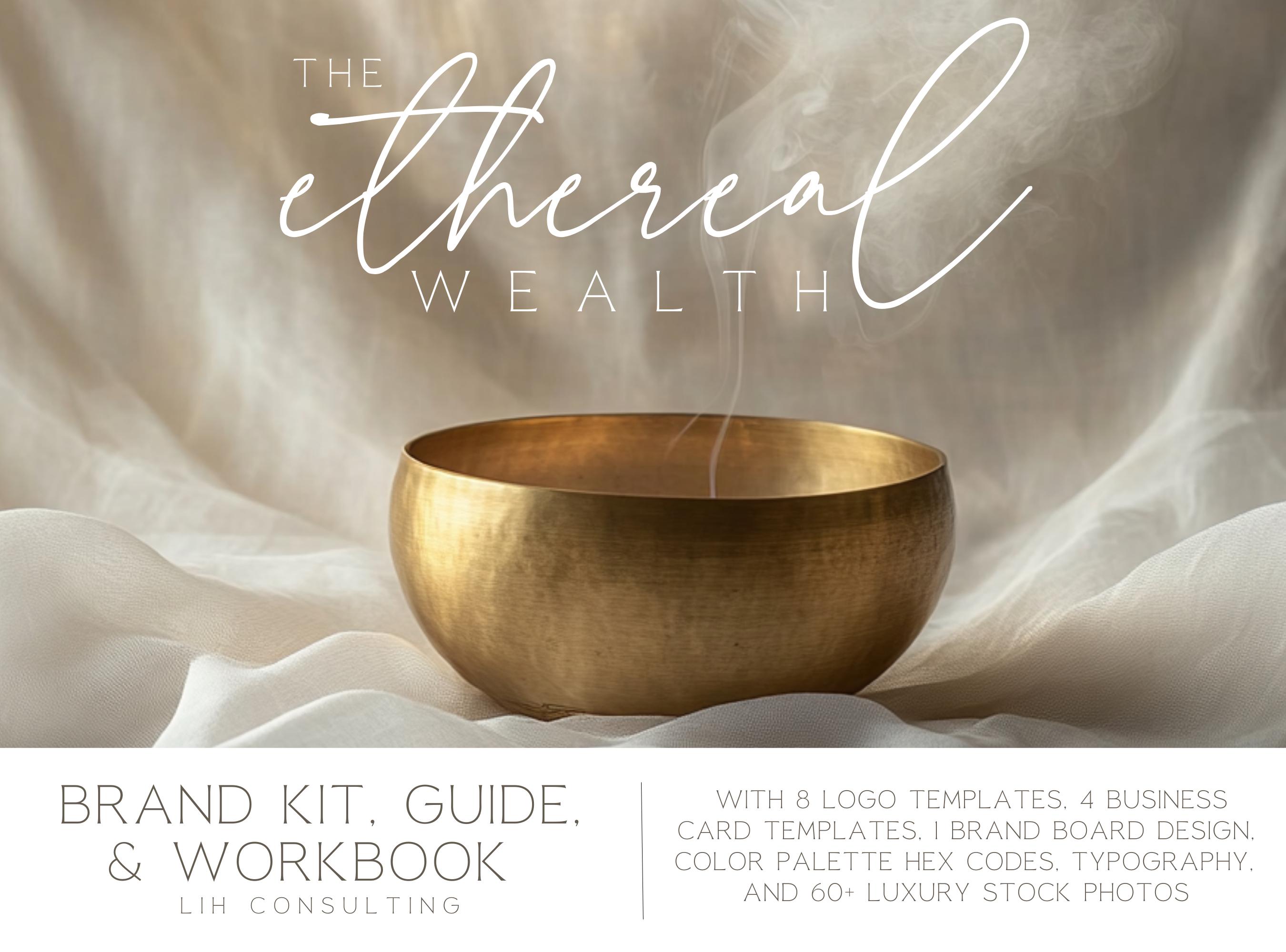 Ethereal Wealth White + Gold Brand Kit | Logo Template | Brand Kit ...