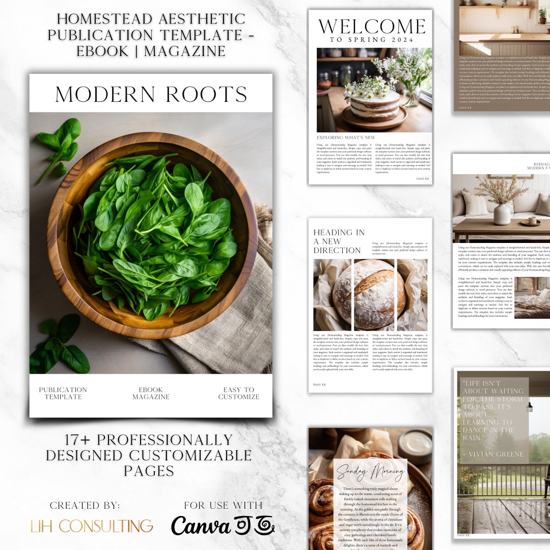 Homestead Ebook Template: Rustic Magazine Layout (canva) - Etsy