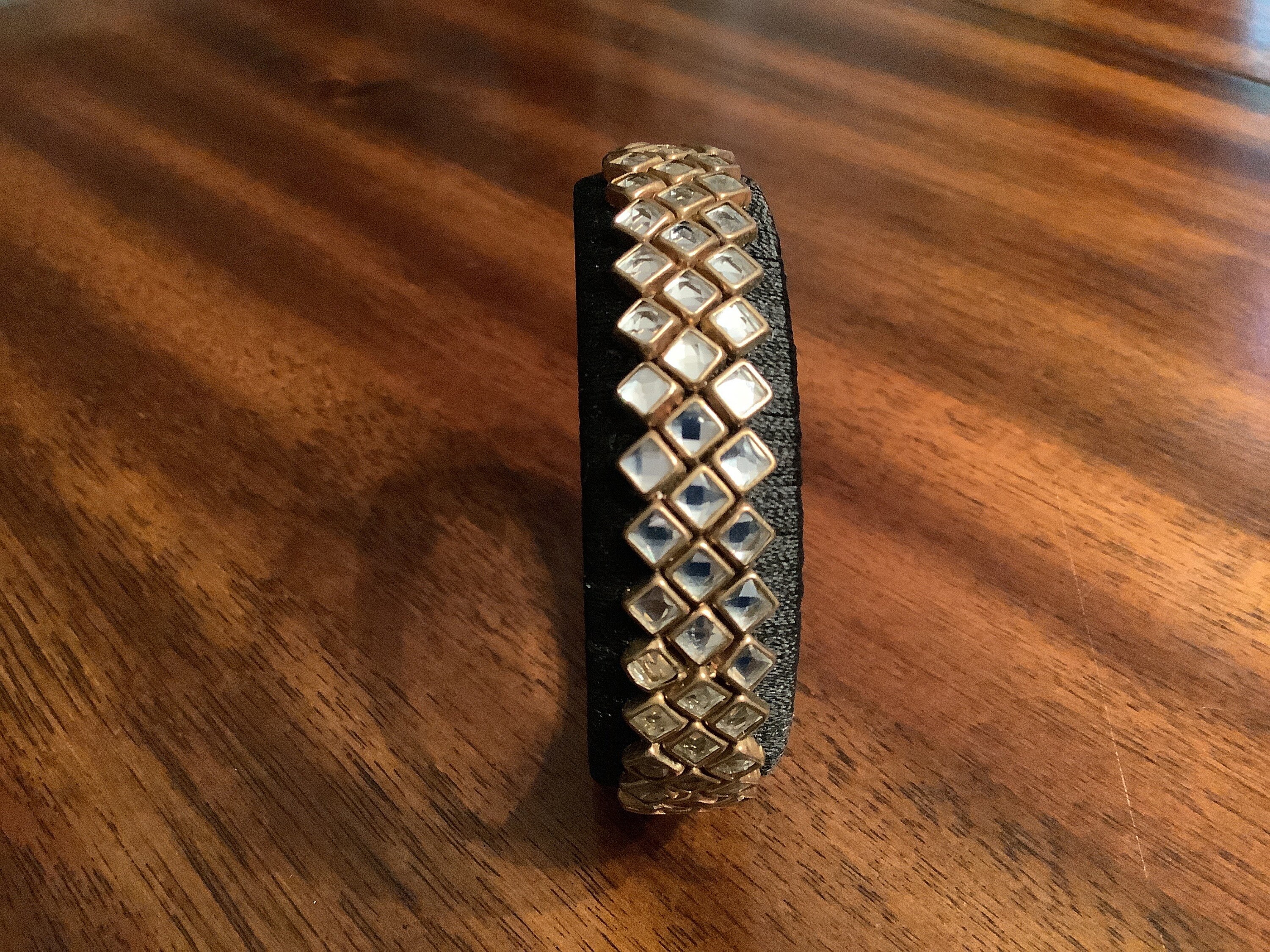 Black Silk Thread Bangle W/ Kundan Diamonds. - Etsy UK