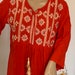 Cotton Linen Red Kurti Cross and Satin Stitch Tussle String on Neck ...
