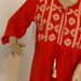 Cotton Linen Red Kurti Cross and Satin Stitch Tussle String on Neck ...