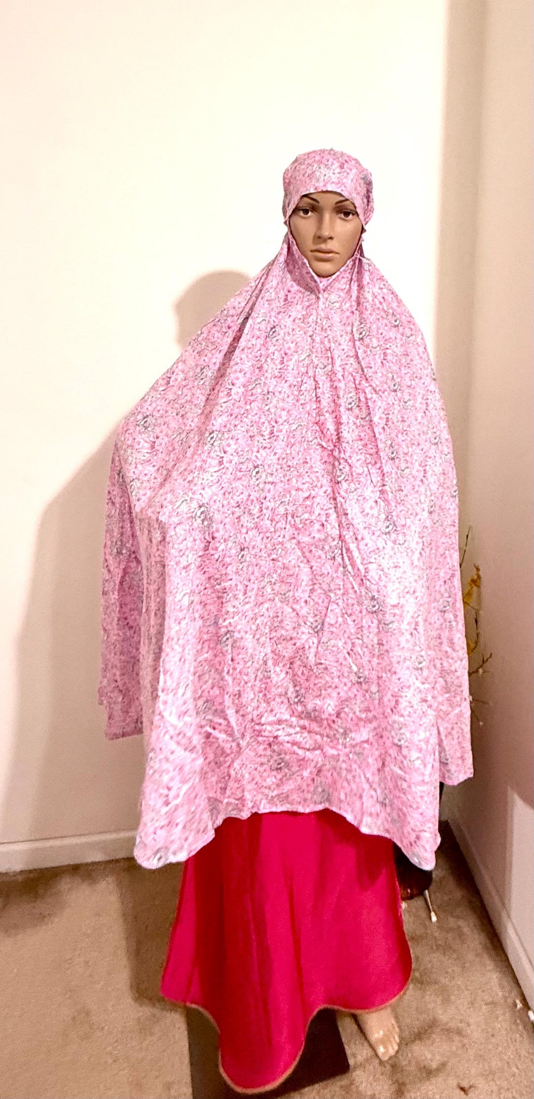 One Piece Pink Namaz Hijab for Prayer .it’s Pure Cotton Stitched Voil ...