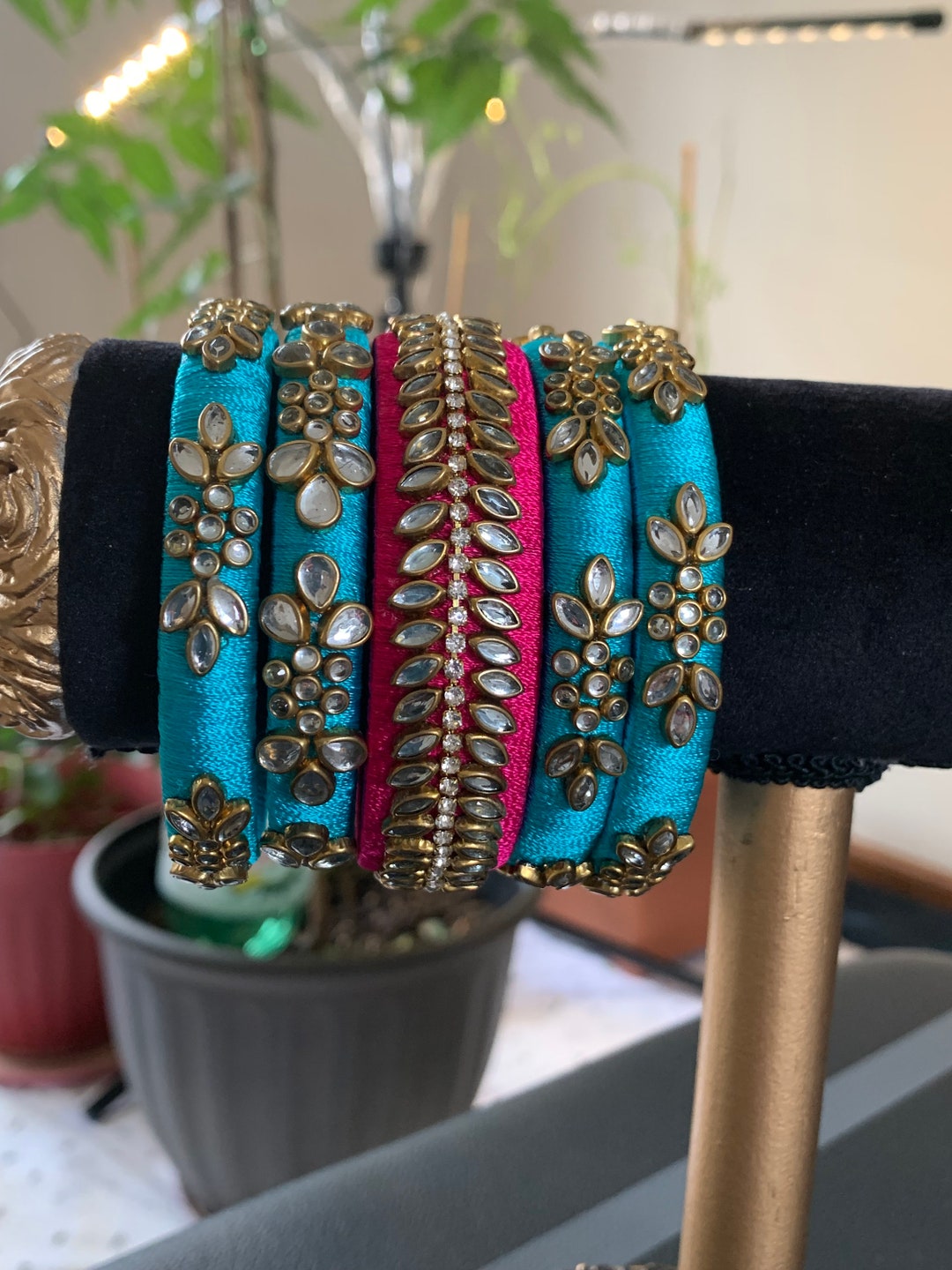 Firozi Pink 5 Piece Reshmi Silk Thread Thin Width and Medium Width ...