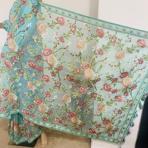 Pure Dhakai Muslin Light Blue Color Saree Has Heavy Emb on Pallu&all ...