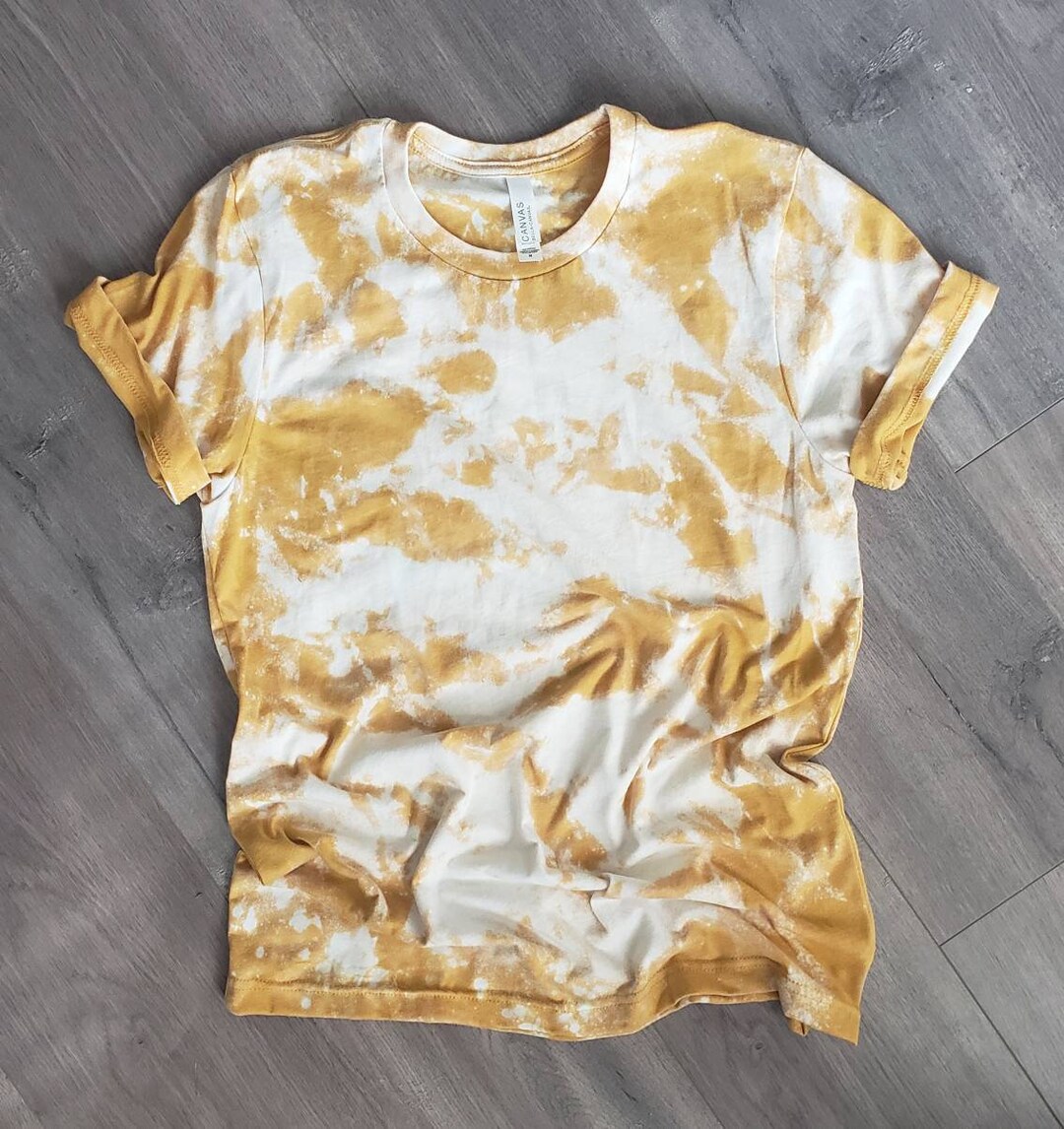 Bleached T-shirt. Fall Mustard Bleached Tee. Distressed Tee. Women's ...