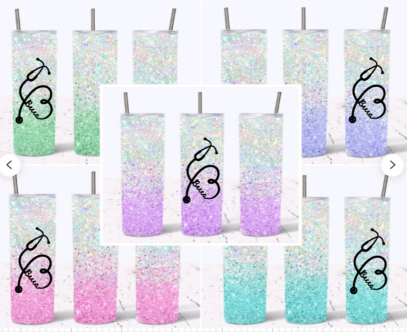 Personalized Stethoscope Glitter Ombre Tumbler. Custom Nurse - Etsy