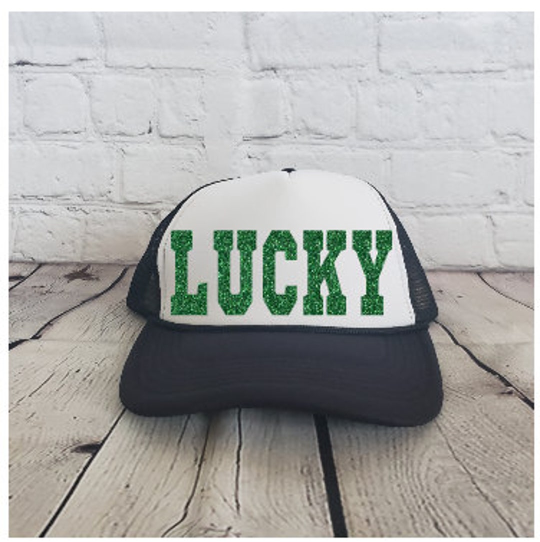 Lucky Trucker Hat. St Patrick's Day Hat. Glitter Lucky Hat. - Etsy