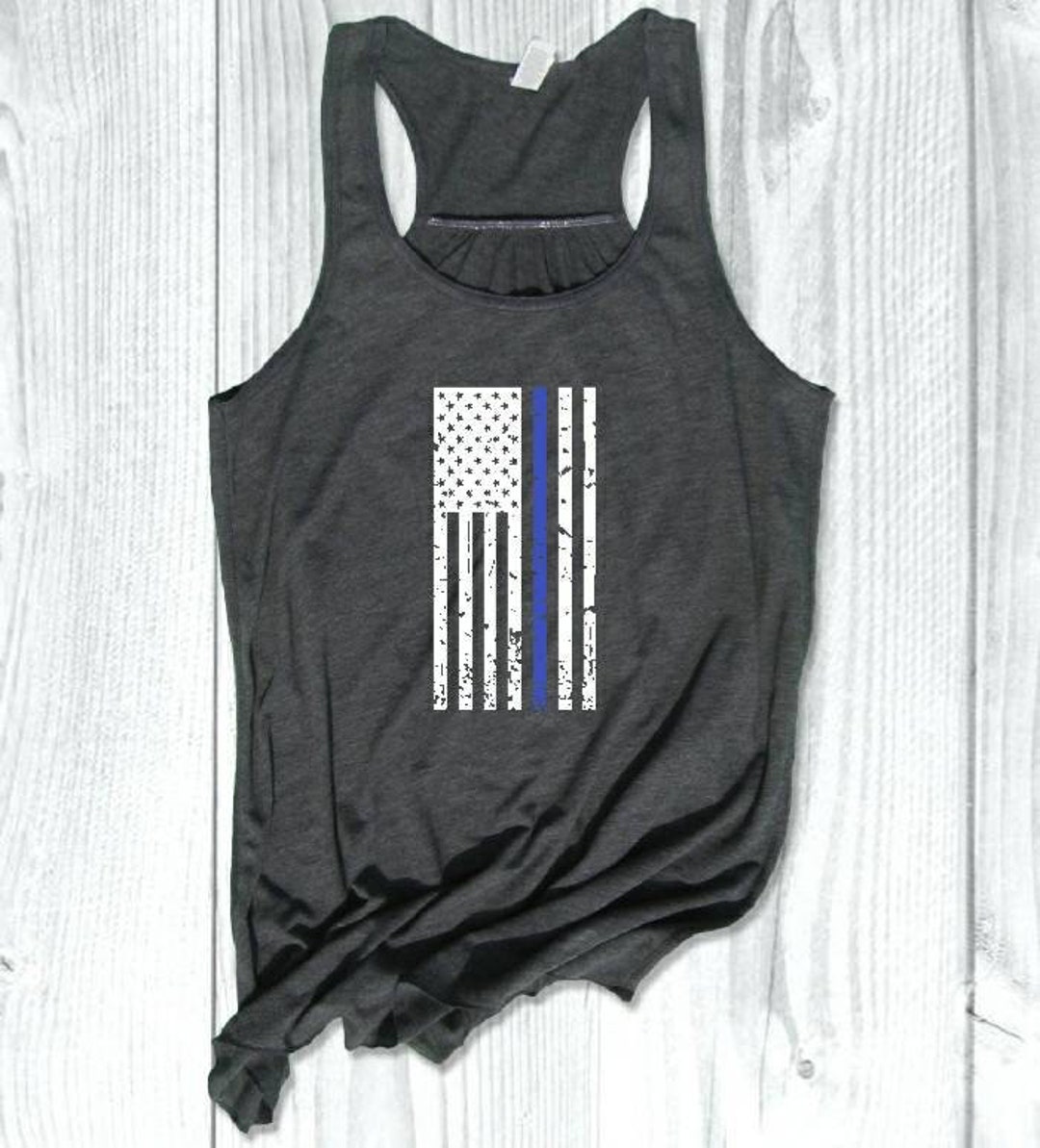 Distressed Thin Blue Line Flag. Police Tank Top. Womens TBL. Womens ...