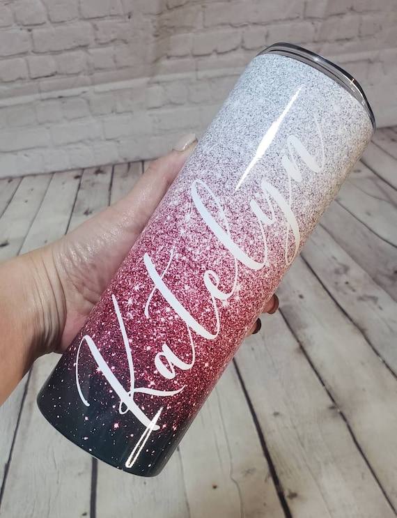 Personalized Pink Glitter Ombre Tumbler. Custom - Etsy