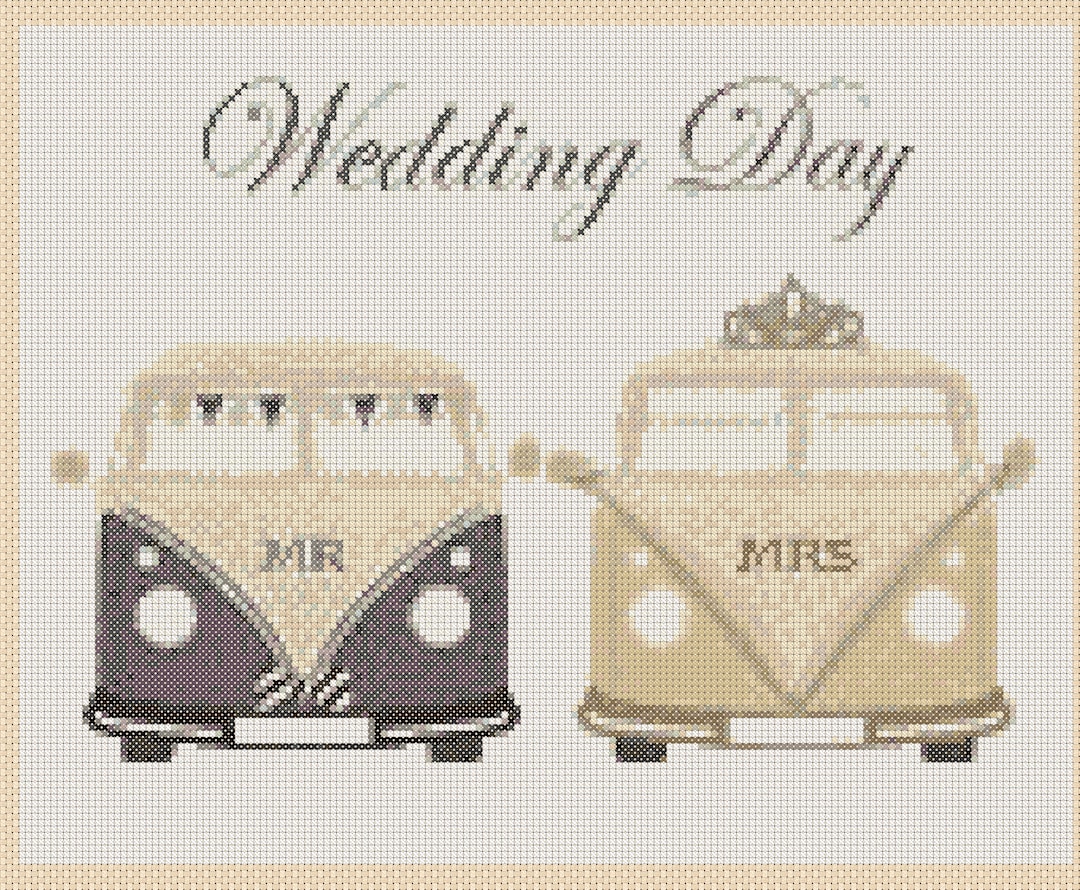Wedding Day Cross Stitch Chart on Your Wedding Day VW Campervan 3 - Etsy