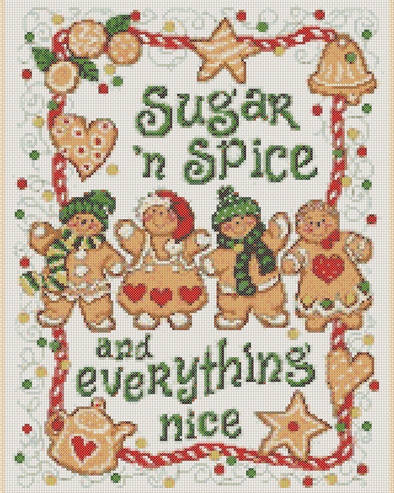 Cross Stitch Chart Christmas Gingerbread Sugar and Spice No. 464 - Etsy