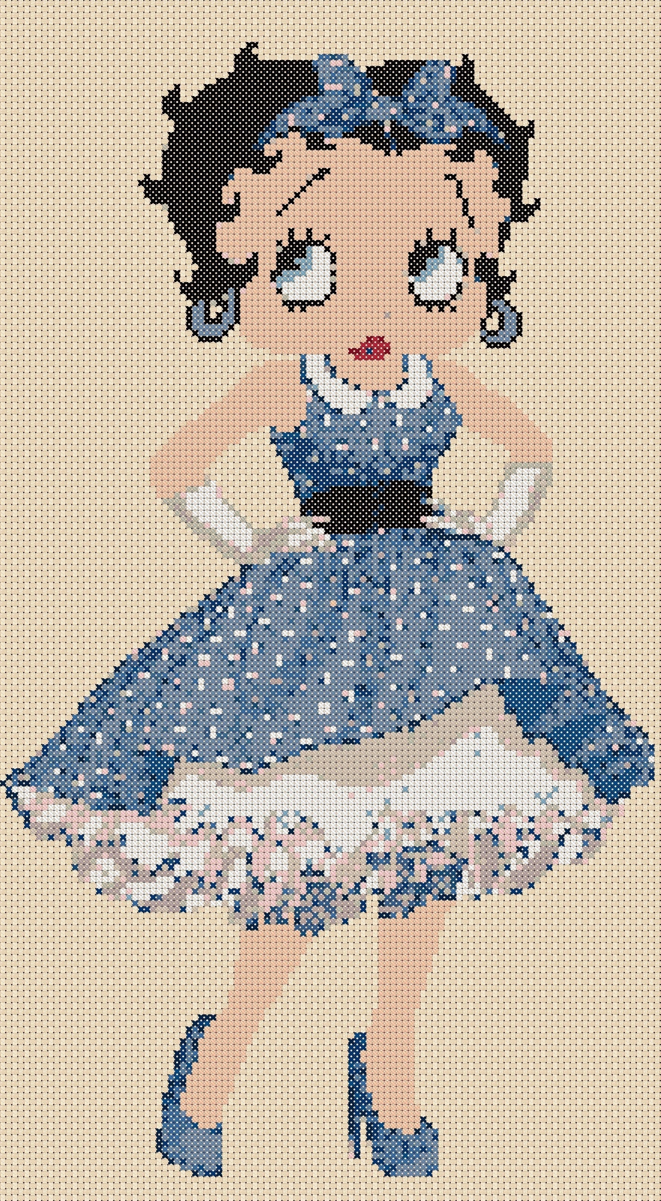 Cross Stitch Chart Betty Boop Blue - Etsy UK