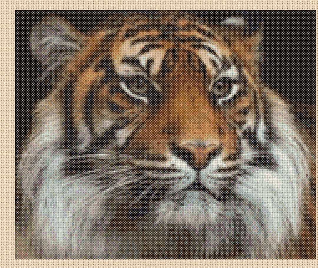 Tiger, Big Cats Cross Stitch Chart Colourful Bengal Tiger No. 95 - Etsy