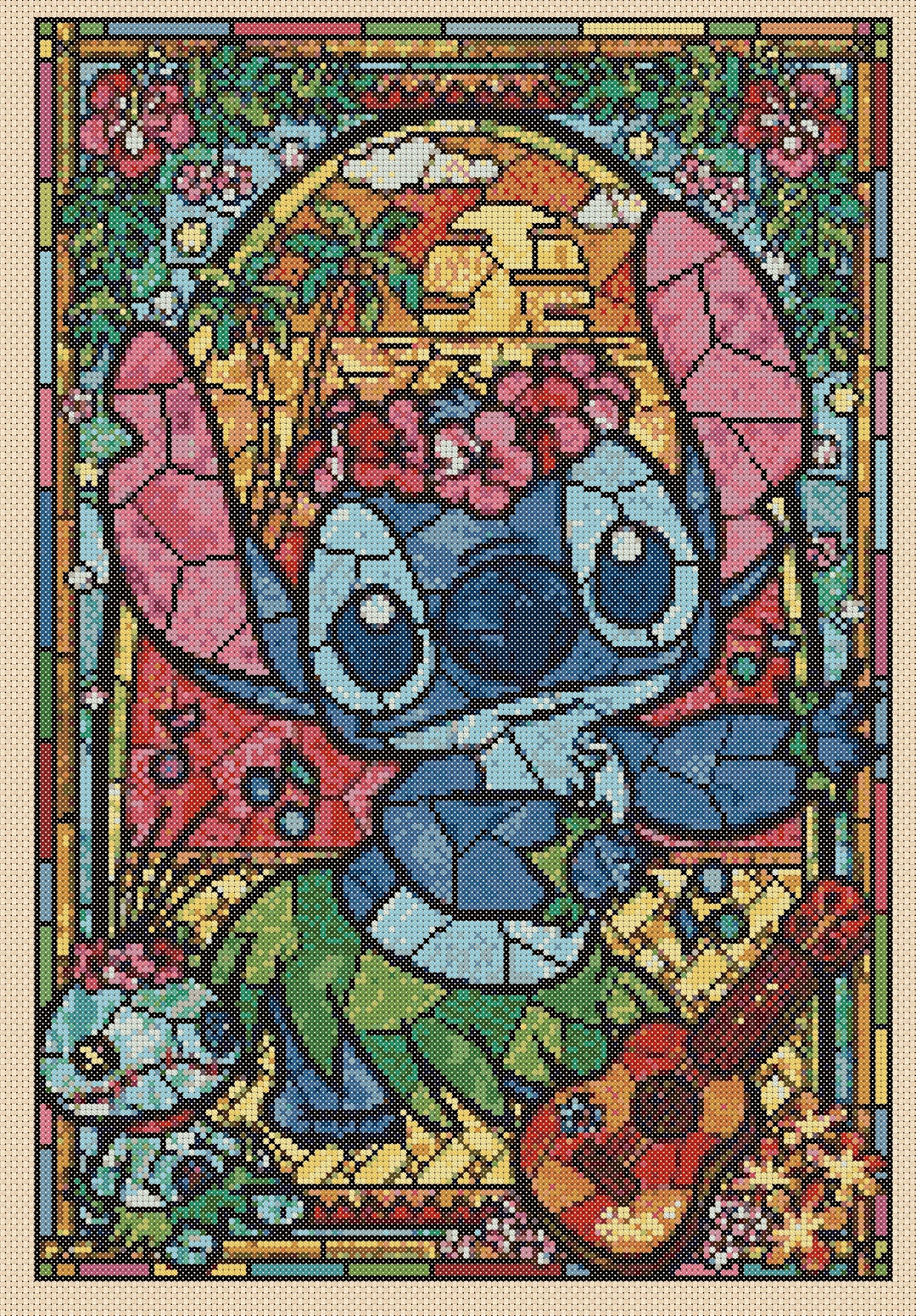 Cross Stitch Chart Lilo and Stitch Stained Glass Style - Etsy UK