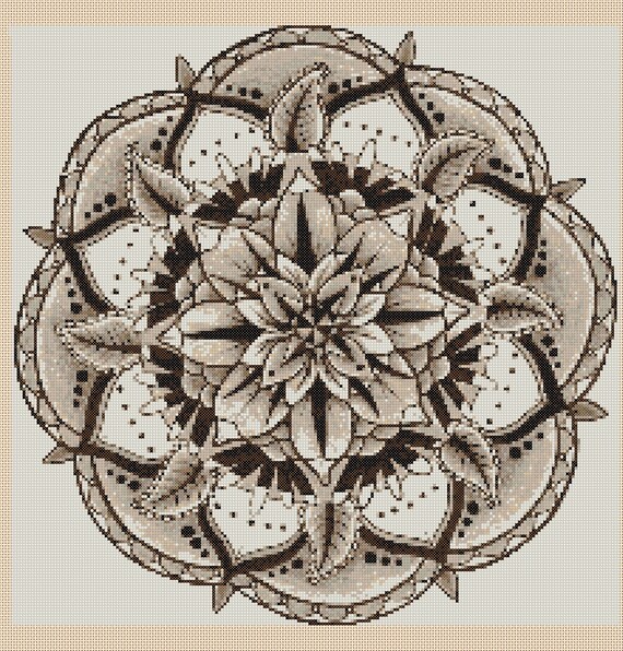 Tableau de point de croix Mandala 420j sépia ou violet - Etsy France